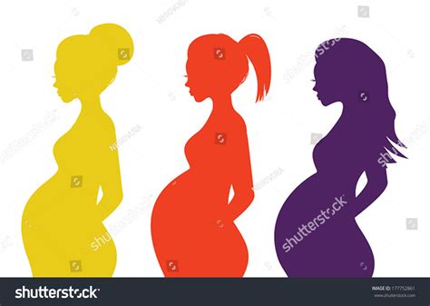 Pregnant Woman Silhouettes Stock Vector Royalty Free 177752861