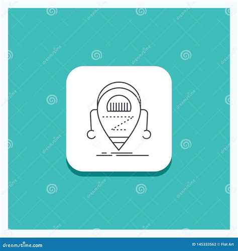Round Button For Android Beta Droid Robot Technology Line Icon Turquoise Background Stock