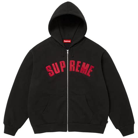 Supreme Arc Thermal Lined Zip Up Hooded Sweatshirt Black