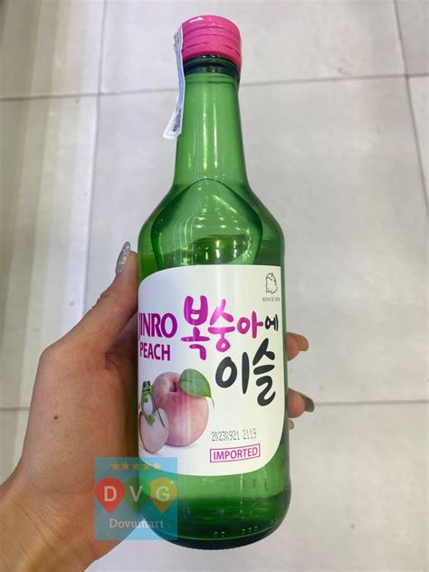 Rượu Soju Đào Jinro Hàn Quốc Chai 360ml 하이트진로 복숭아에 이슬 360ml Dovumart