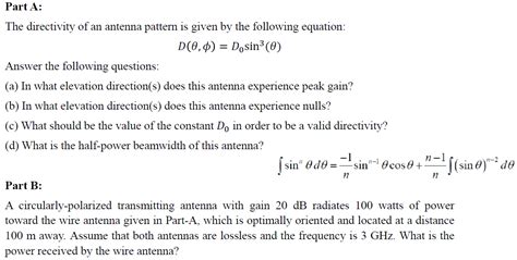 Part A The Directivity Of An Antenna Pattern Is