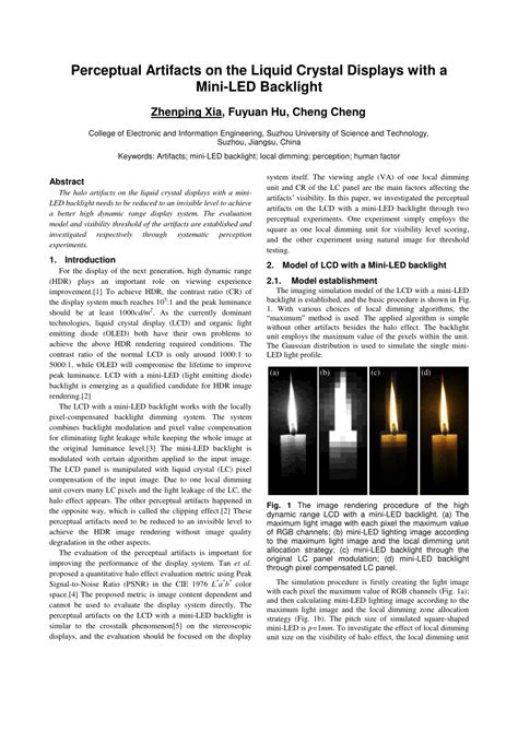 Pdf Perceptual Artifacts On The Liquid Crystal Displays With A Mini Led Backlight
