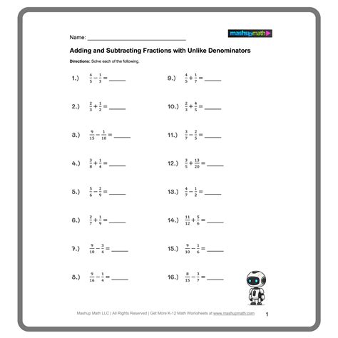 Free Adding And Subtracting Fractions Worksheets — Mashup Math