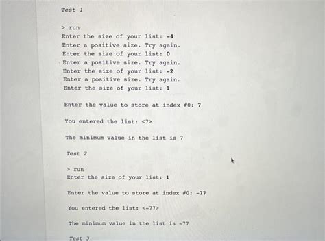 Solved Run Enter The Size Of Your List −4 Enter A