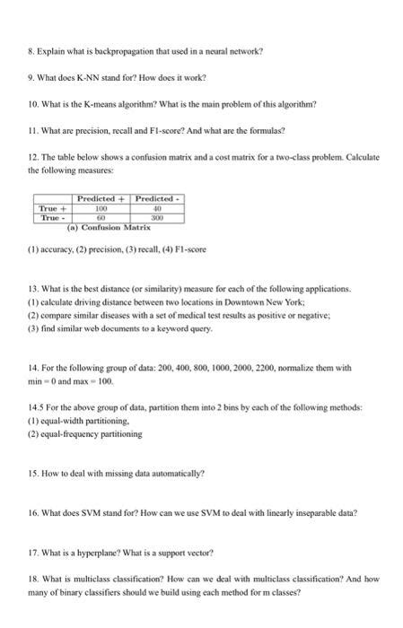 Solved 8 Explain What Is Backpropagation That Used In A