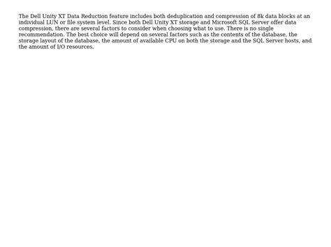 Data Reduction Dell Unity Xt Microsoft Sql Server Best Practices Dell Technologies Info Hub
