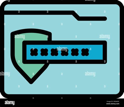 Folder Password Icon Outline Vector Confidential File Padlock Data