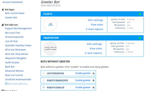 Greeter Smartbots Documentation Second Life Bot Hosting Group