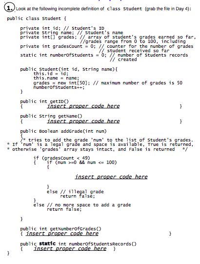 Solved 1look At The Following Incomplete Definition Of
