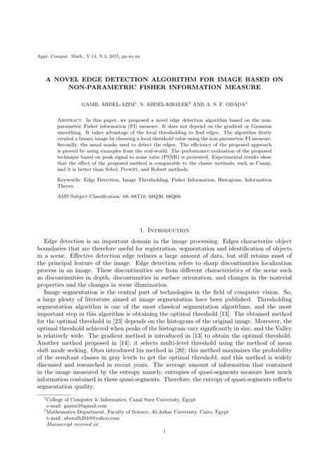 Pdf A Novel Edge Detection Algorithm For Image Based On Non