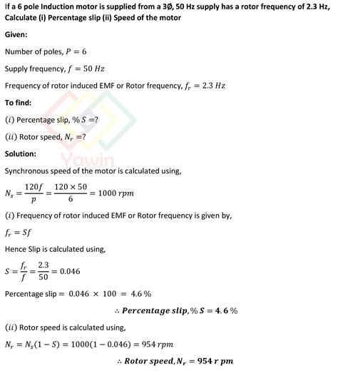 If A 6 Pole Induction Motor Is Supplied From A 3∅ 50 Hz Supply Has A Rotor Frequency Of 23 Hz