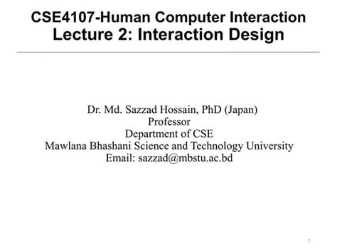 Human Computer Interaction Lecture 2 Interaction Design Ppt