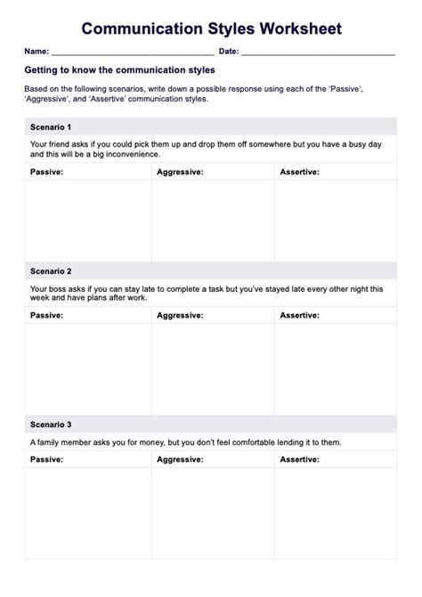 Communication Styles Worksheets