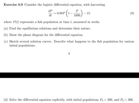 Solved Exercise 0 9 Consider The Logistic Differential