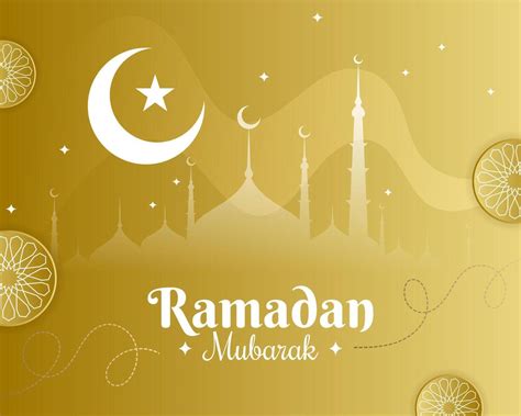 Ramzan Mubarak Greeting With Islamic Mosque Structure And Eid Moon Vector 40520850 Vector Art At