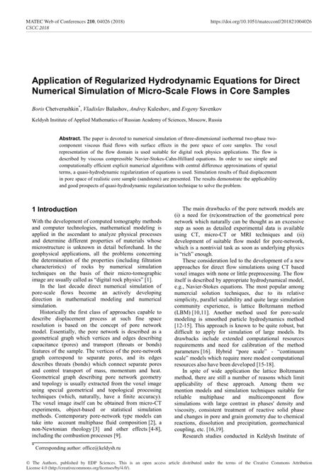 Pdf Application Of Regularized Hydrodynamic Equations For Direct