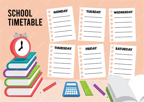 Premium Vector Trendy School Timetable Or Lesson Schedule Template