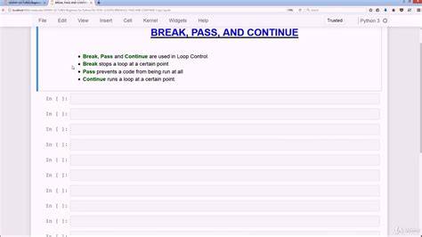 17 Python Tutorial Python For Beginners Breakpass And Continue Youtube