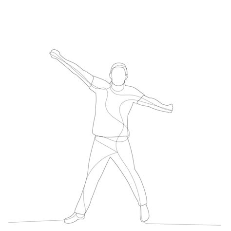 흰색 배경 선 그리기 남자 남자 스케치에 벡터 프리미엄 벡터