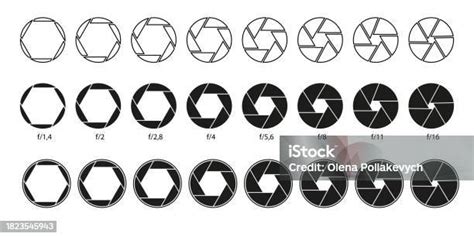 검은색 카메라 셔터 아이콘 집합입니다 카메라 렌즈 조리개 벡터 일러스트 레이 션입니다 주당순이익 10 가정용 캠코더에 대한 스톡
