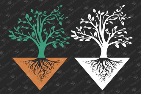 Tree Roots Nature Foliage Symbol Graphic By Teedesignery · Creative Fabrica