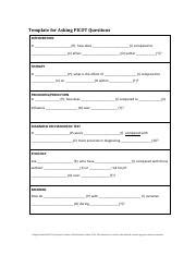 PICOT Questions Template Template For Asking PICOT Questions INTERVENTION In P How Does I