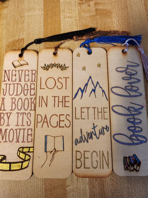 Wooden Bookmarks With Bookish Sayings And Tassel Etsy