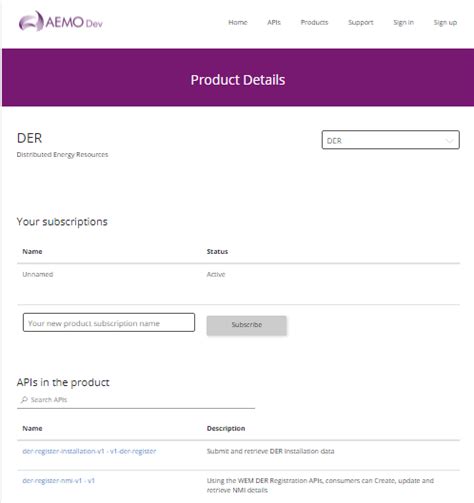 api keys aemo apis