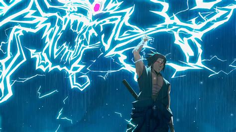 Sasuke Uchiha Absorbing Natural Lightning From Thunder Live Wallpaper