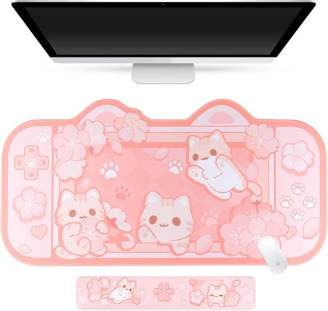 Blingkiyo Pink Sakura Mouse Pad Cute Large Non Slip