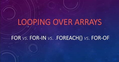 looping over arrays for vs for in vs foreach vs for of