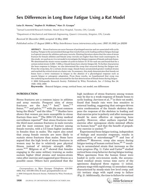 Pdf Sex Differences In Long Bone Fatigue Using A Rat Model
