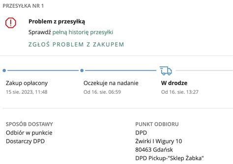Status Problem Z Przesyłką Dpd Pickup Społeczność Allegro 624750
