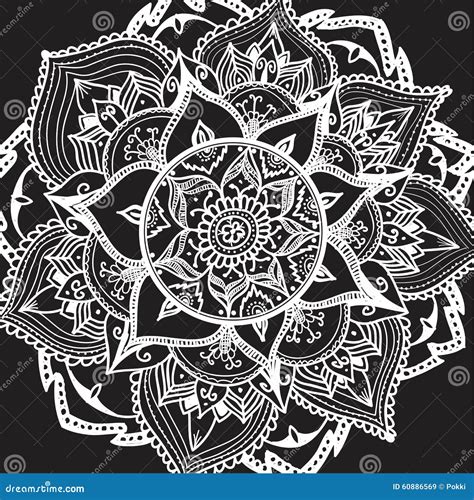 Mandala Style Abstract Flower Stock Vector Illustration Of Ribbon Hena 60886569