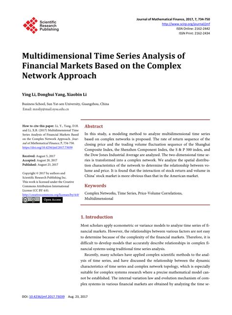 Pdf Multidimensional Time Series Analysis Of Financial Markets Based On The Complex Network