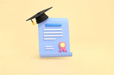 성취 상 보조금 디플로마 개념 우표와 리본 활이있는 졸업 증명서 3차원 형태에 대한 스톡 사진 및 기타 이미지 3차원 형태 공부 교수 Istock