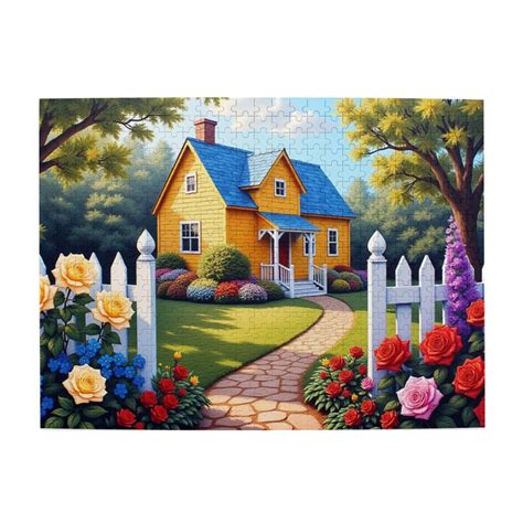 500 Piece Jigsaw Puzzle For Adults Yellow House With Roses Challenging