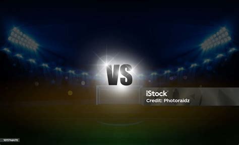 밝은 경기장과 축구 경기장 필드 스포츠와 싸움 경쟁 Vs 편지 조명 전투와 일치 하는 디자인 벡터 조명 Championship에 대한 스톡 벡터 아트 및 기타 이미지