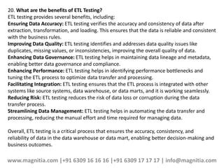 Top ETL Testing Interview Questions Answers In Pptx Databases Computer Software