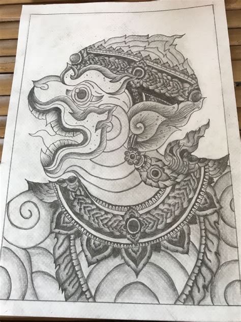 แรงเงาหนุมาน ภาพวาดลายเส้น ศิลปะลวดลาย งานศิลปะ
