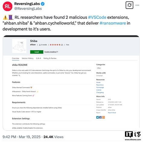警惕！vs Code插件库现恶意插件植入勒索软件ahban黑客italy