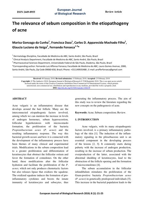 Pdf European Journal Of Biological Research The Relevance Of Sebum