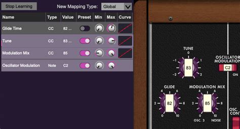 When In Midi Learn Mode Any Previously Assigned Controller Numbers Will Show In Squares These