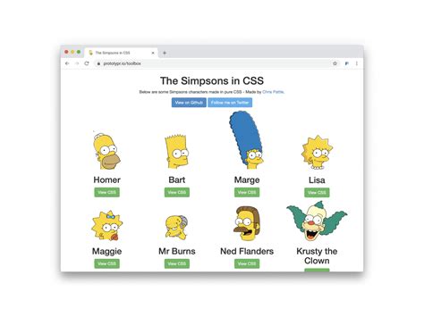 The Simpsons In Css Simpsons Css Library Prototypr Toolbox