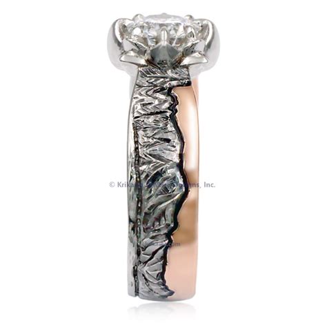 Mountain Lotus Engagement Ring With Custom Carved Peaks
