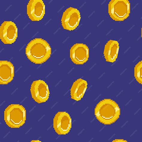 Premium Vector Game Gold Coin Pattern 8bit Arcade Pixel Background Abstract Retro Old Icons