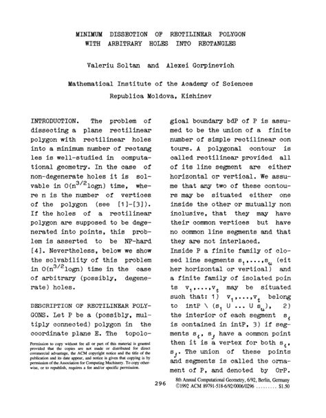Pdf Minimum Dissection Of Rectilinear Polygon With Arbitrary Holes