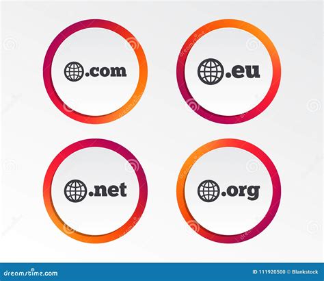 Top Level Domains Signs Com Eu Net And Org Stock Vector
