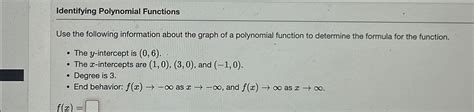 Solved Identifying Polynomial Functionsuse The Following