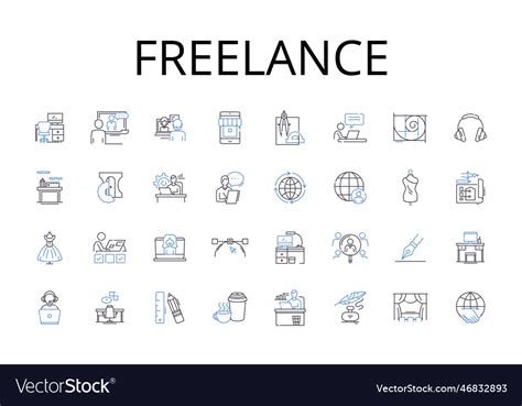 Freelance Line Icons Collection Independent Vector Image